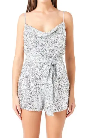 Endless Rose Sequin Cowl Neck Romper