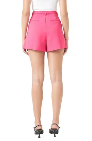 Endless Rose Belted High-waisted Shorts