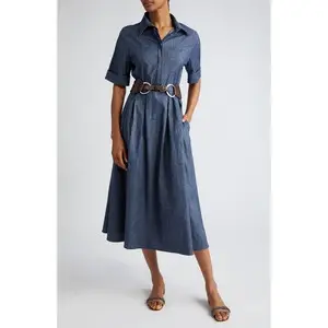 Eleventy Linen Blend Shirt Dress