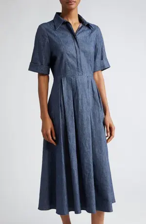 Eleventy Linen Blend Shirt Dress