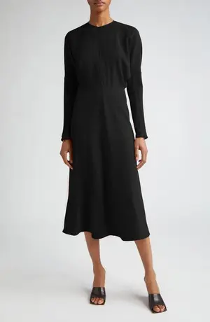 Victoria Beckham Dolman Sleeve Cady Midi Dress - Black