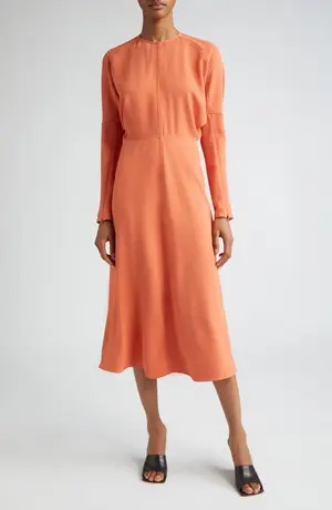 Victoria Beckham Victoria Beckham Dolman Sleeve Cady Midi Dress Papaya