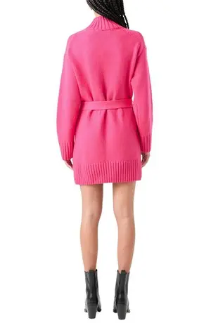 GREY LAB Tie Belt Long Sleeve Sweater Mini Dress