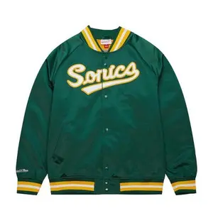 Mitchell & Ness Seattle Supersonics Hardwood Classics Throwback Wordmark Raglan Full-snap Jacket