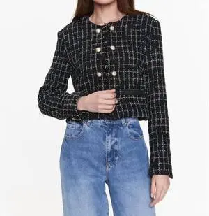 Pinko Esile Giacca Tweed Jacket In /white - Black