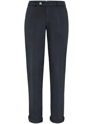 Brunello Cucinelli Straight-leg Cotton-blend Trousers - Blue