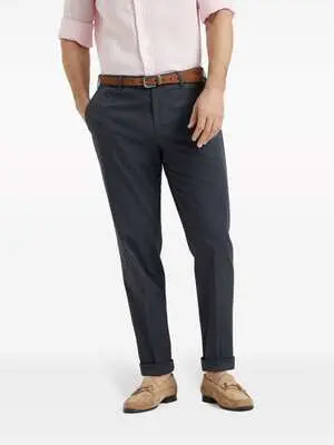 Brunello Cucinelli Straight-leg Cotton-blend Trousers - Blue