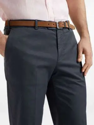 Brunello Cucinelli Straight-leg Cotton-blend Trousers - Blue