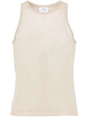 COURREGES Logo-patch Mesh Top - Neutrals