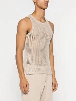 COURREGES Logo-patch Mesh Top - Neutrals