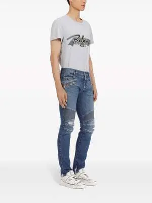 Balmain Ripped Tapered Jeans - Blue