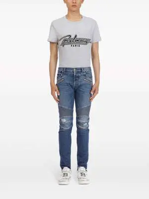 Balmain Ripped Tapered Jeans - Blue