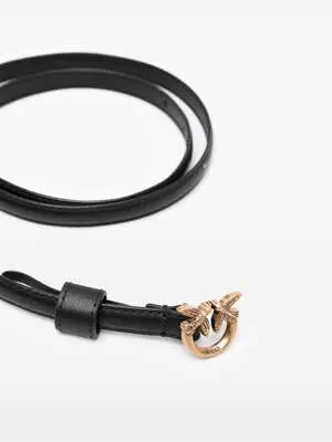 Pinko Love Birds Buckle Leather Belt - Black