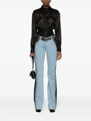 MUGLER Semi-sheer Silk Bodysuit