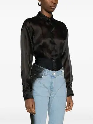 MUGLER Semi-sheer Silk Bodysuit