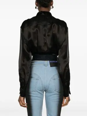 MUGLER Semi-sheer Silk Bodysuit