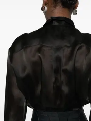 MUGLER Semi-sheer Silk Bodysuit