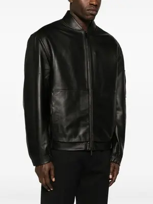 Calvin Klein Zip-up Leather Bomber Jacket