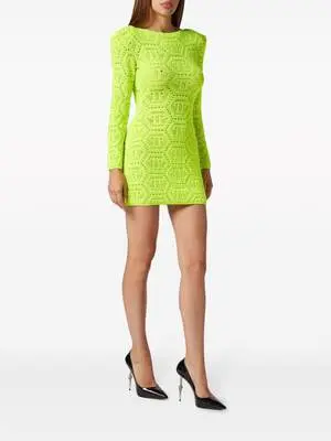 Philipp Plein Monogram-intarsia Mini Dress - Green