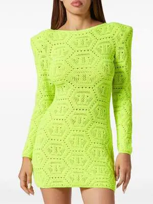 Philipp Plein Monogram-intarsia Mini Dress - Green