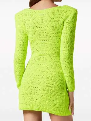 Philipp Plein Monogram-intarsia Mini Dress - Green
