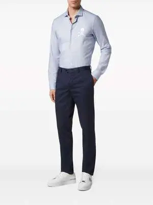 Philipp Plein Belt-loops Button-fastening Slim-fit Trousers - Blue
