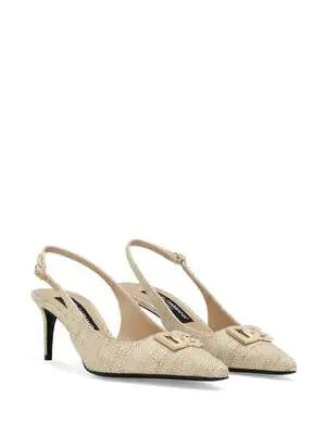 Dolce & Gabbana Logo-plaque Raffia Slingback Pumps
