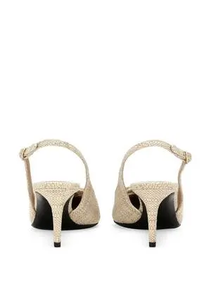 Dolce & Gabbana Logo-plaque Raffia Slingback Pumps