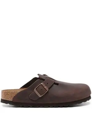 BIRKENSTOCK Boston Leather Mules - Brown