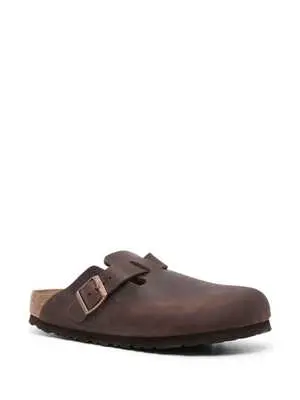 BIRKENSTOCK Boston Leather Mules - Brown