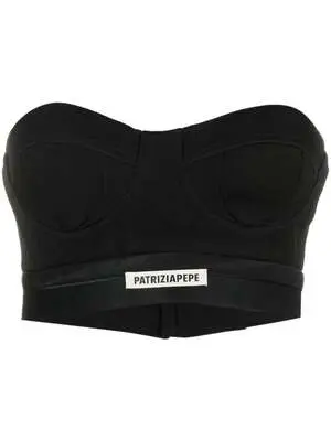 Patrizia Pepe Logo-patch Tailored Bustier Top - Black
