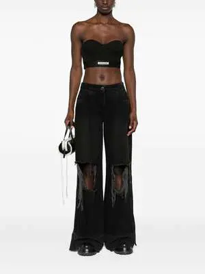 Patrizia Pepe Logo-patch Tailored Bustier Top - Black
