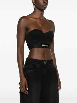 Patrizia Pepe Logo-patch Tailored Bustier Top - Black