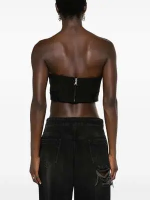 Patrizia Pepe Logo-patch Tailored Bustier Top - Black