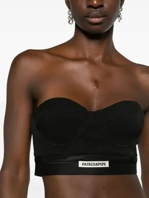 Patrizia Pepe Logo-patch Tailored Bustier Top - Black