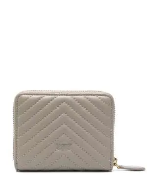 Pinko Chevron-quilted Leather Wallet - Neutrals
