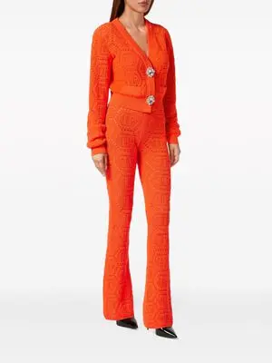 Philipp Plein Patterned Intarsia Knit Cardigan - Orange