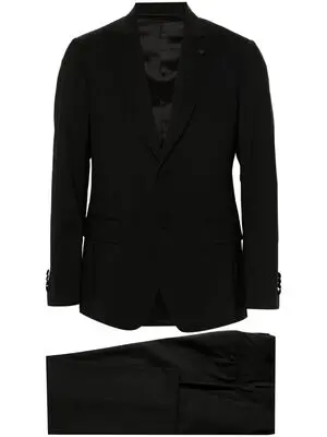 LARDINI Single-breasted Wool-blend Suit - Black