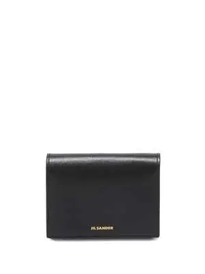 JIL SANDER Logo-stamp Leather Card Holder - Black