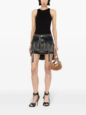 Blumarine Rhinestoned Ribbed-knit Tank Top