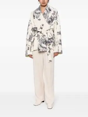 FORME D'EXPRESSION Floral-print Belted Coat