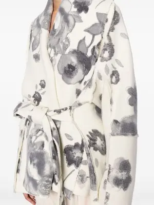 FORME D'EXPRESSION Floral-print Belted Coat