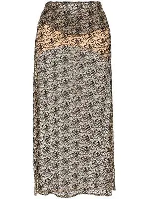 Attico Embroidered Semi-sheer Skirt