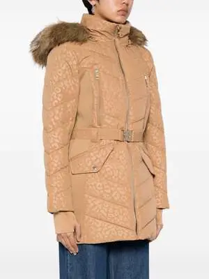 Michael Kors Leopard-print Padded Parka Coat - Brown