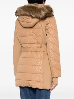 Michael Kors Leopard-print Padded Parka Coat - Brown