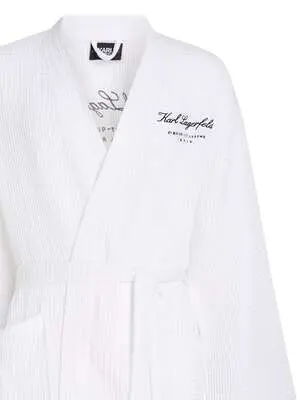 Karl Lagerfeld Hotel Karl Waffle-knit Bathrobe - White