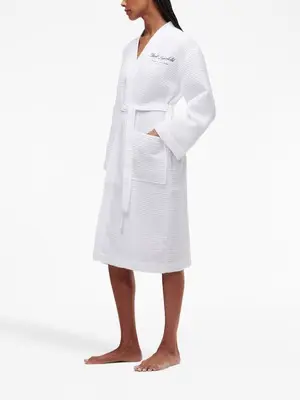 Karl Lagerfeld Hotel Karl Waffle-knit Bathrobe - White