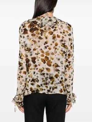 MSGM Abstract-print Chiffon Blouse - Neutrals