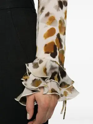 MSGM Abstract-print Chiffon Blouse - Neutrals