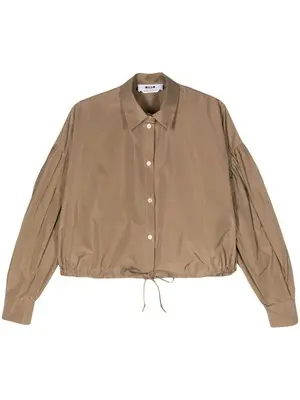 MSGM Bishop-sleeve Taffeta Shirt